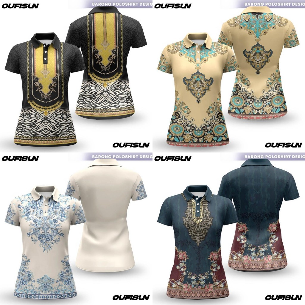 Asean Attire For Women Retro pattern Polo shirt lady, national style ...