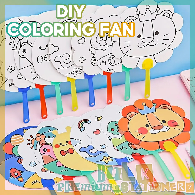 DIY Graffiti Painted Fan Kindergarten Children's Cartoon Coloring Fans ...