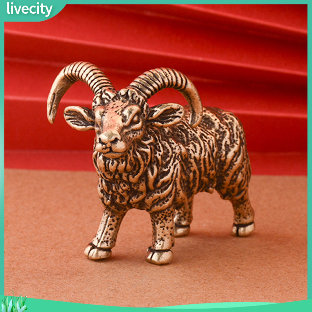 livecity| Mini Goat Statue Animal Metal Statue Vintage Brass Goat ...