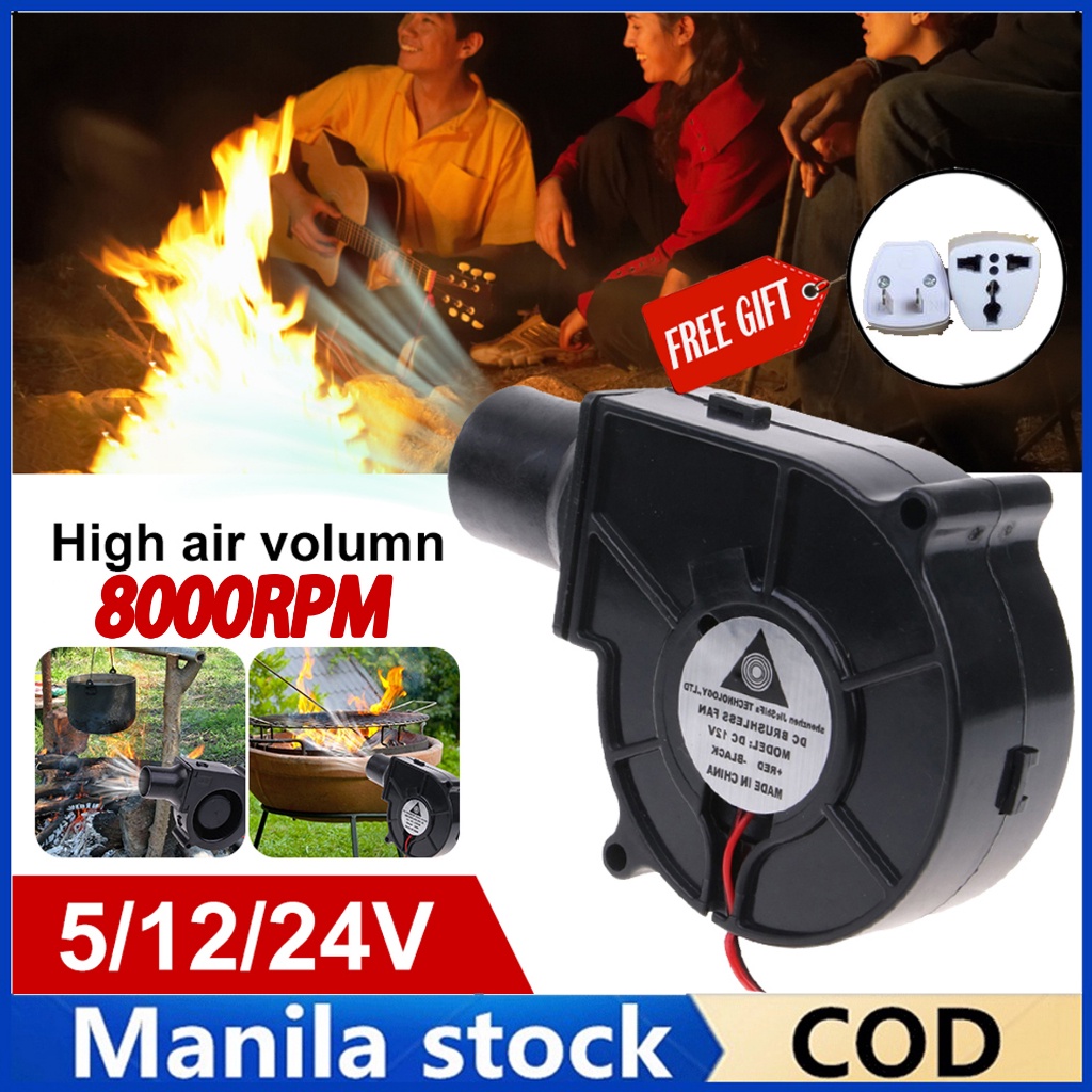 【Freebies US Plug】Portable blower 12V BBQ Wood Stove Outdoor Blower Fan ...