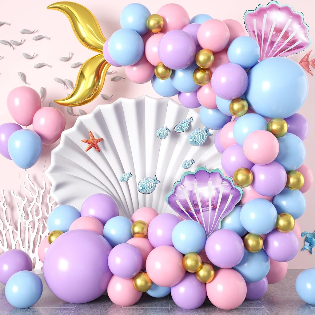 Mermaid Balloon Garland Kit, Purple Blue Pink Mermaid Balloon Arch Kit ...