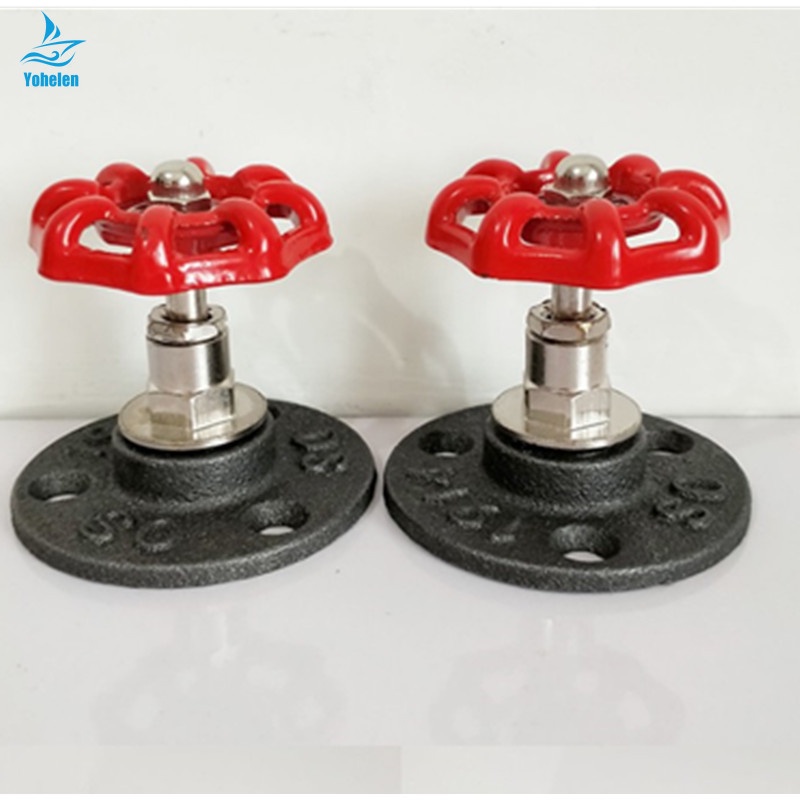 2 PCS Retro Cast Iron Flange Valve Wall Hook DIY Industrial Style ...