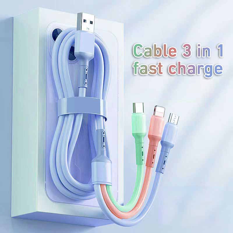 Cable 3 in 1 ★ 6A Super Fast Charging 3-in-1 New and Old Android Phone ...