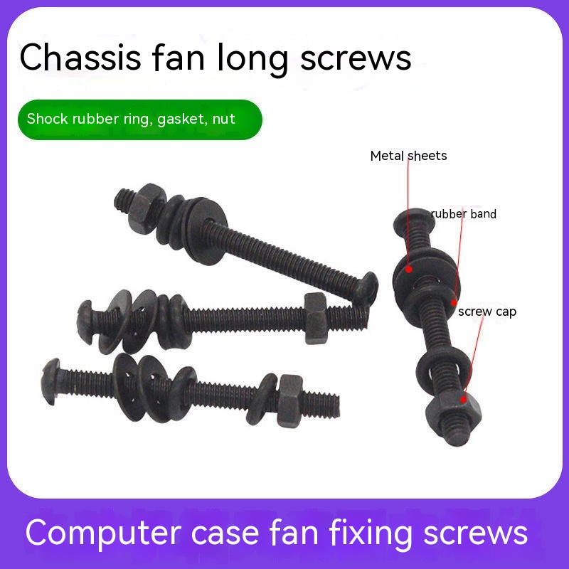 Computer Case Fan Long Screw with Nut Rubber Gasket 6-32 Thread Water ...