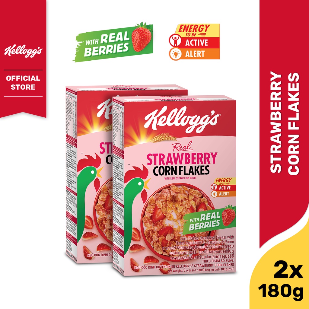 Kellogg's Strawberry Corn Flakes Cereal 180g Bundle of 2 | Shopee ...