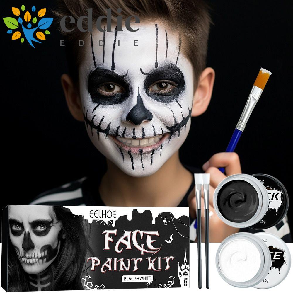 26EDIE Halloween Face Paint Kit, Long Lasting DIY White and Black Face ...