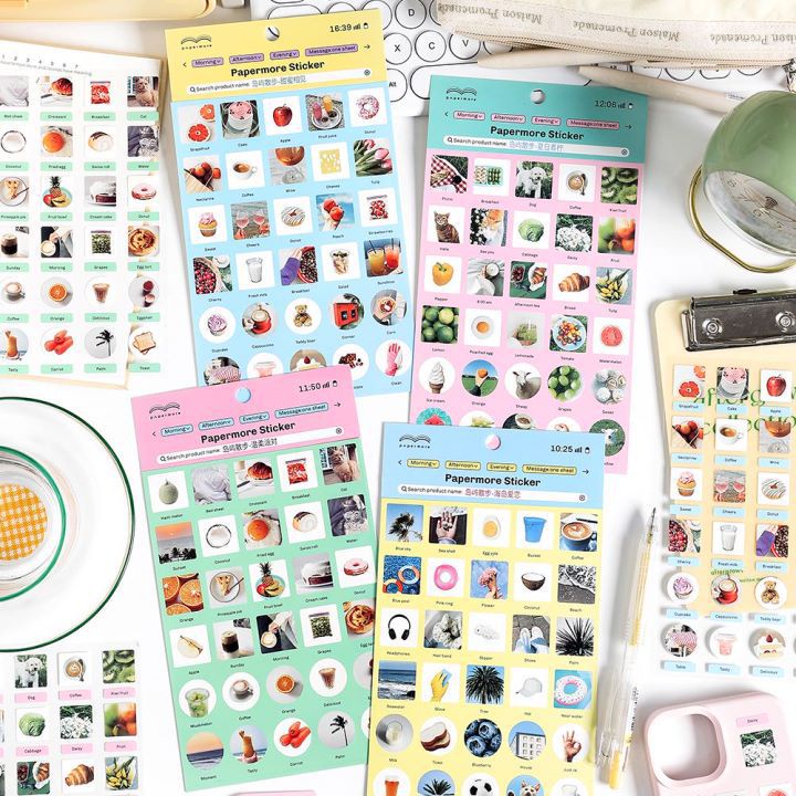 MOHAMM 1 Sheet Sea Fruit Animal Coffee Paper Stickers Decorative ...