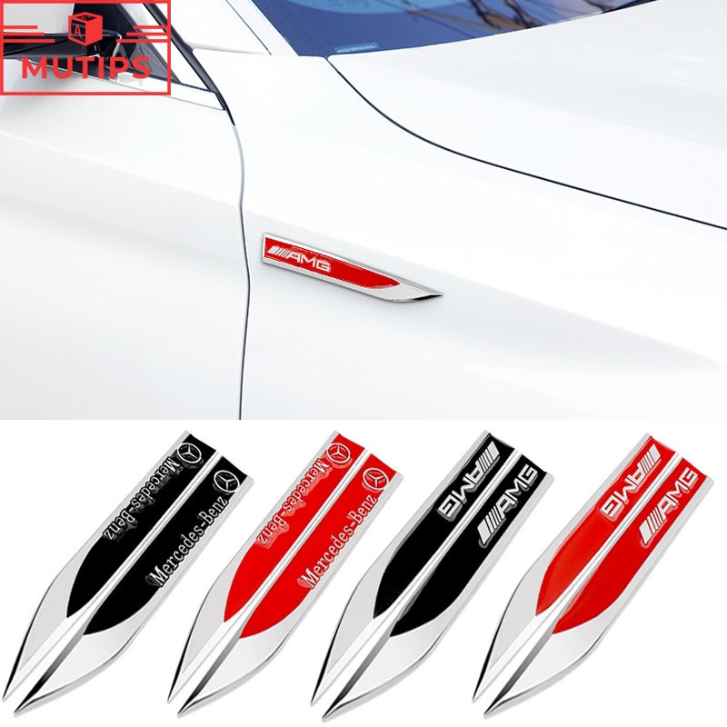 2PCS 3D Metal Car Logo Blade Fender Side Label sticker Emblem Badge ...