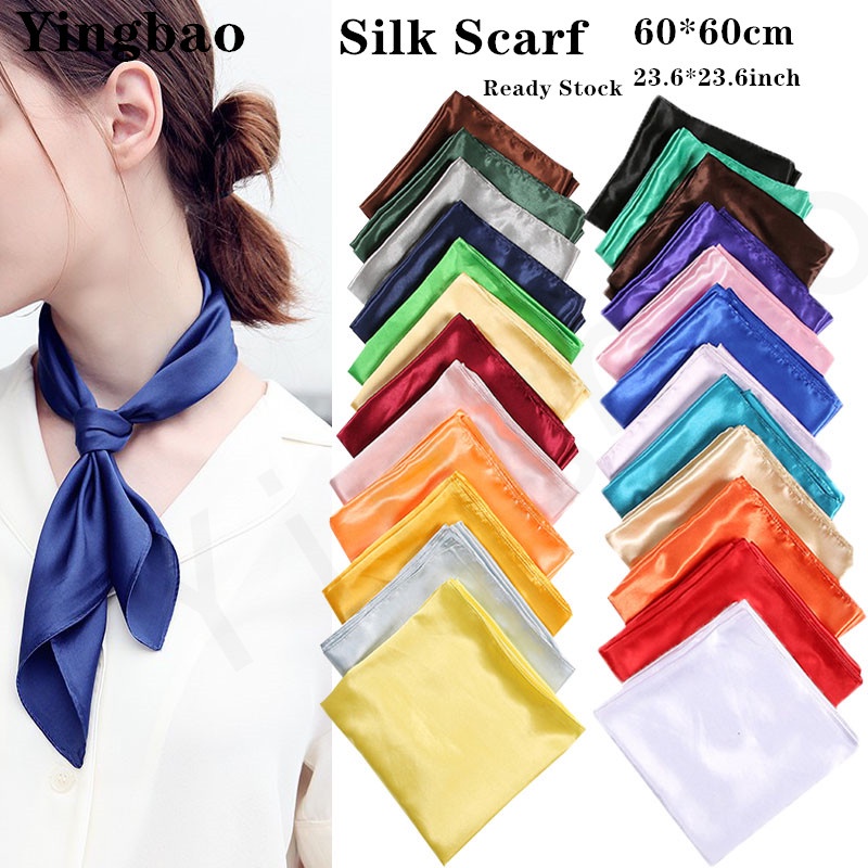 Yingbao 60-60cm Small Square Satin Neck Head Scarf Scarves for Women ...
