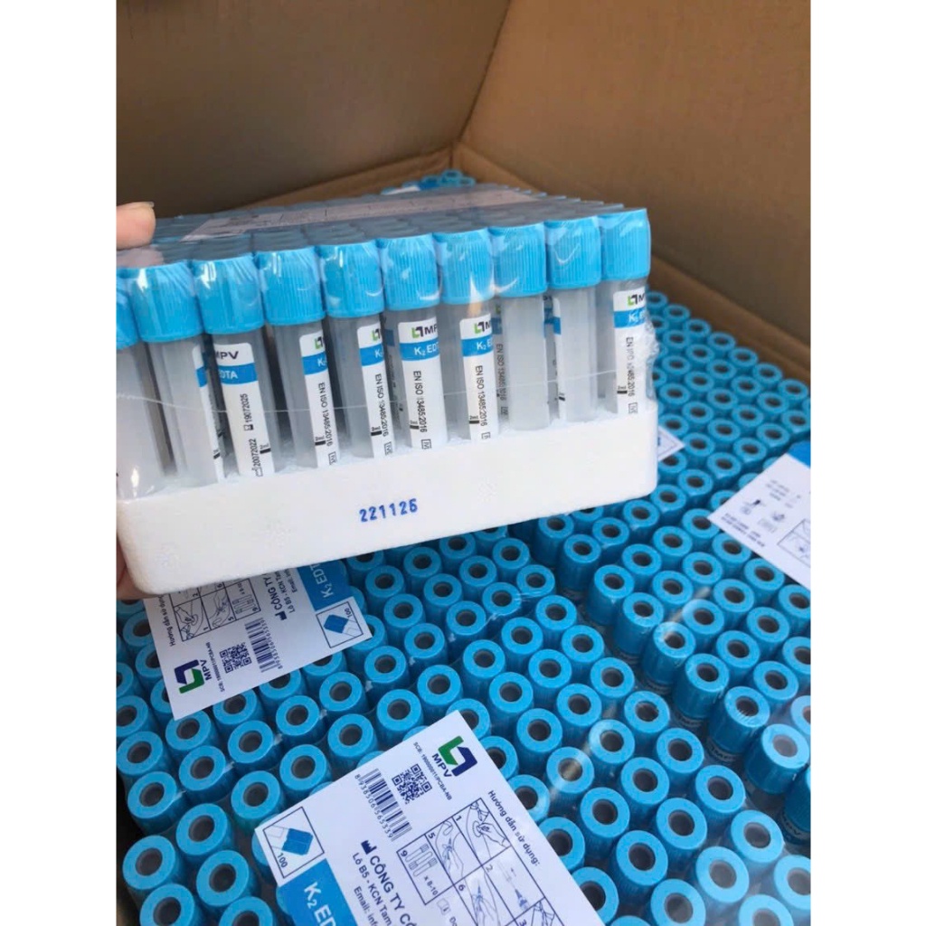 EDTA K2 anticoagulation plastic test tube with blue cap (lot of 100 ...