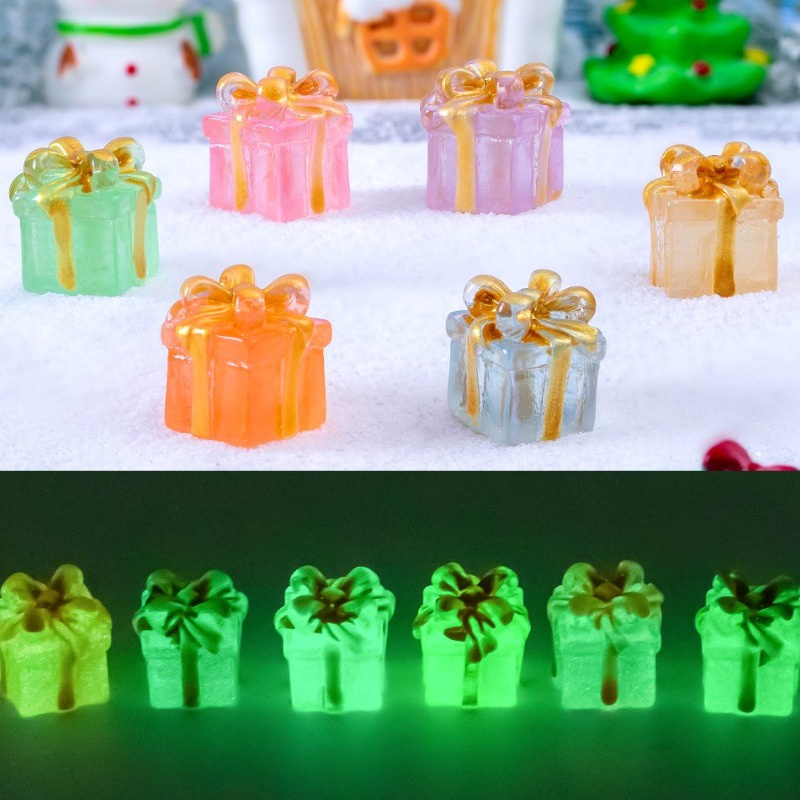 Night Glow Christmas Gift Box Night Glow Small Ornaments Creative Micro ...