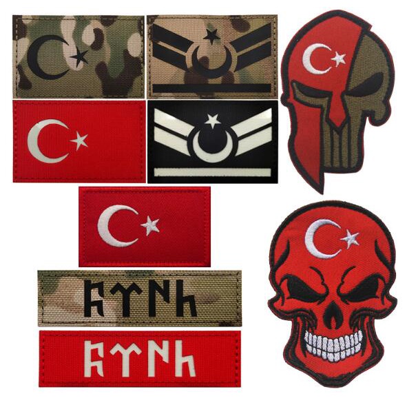Turkey Flag Turkey Luminous Velcro Badge Night Walk Reflective Eye ...