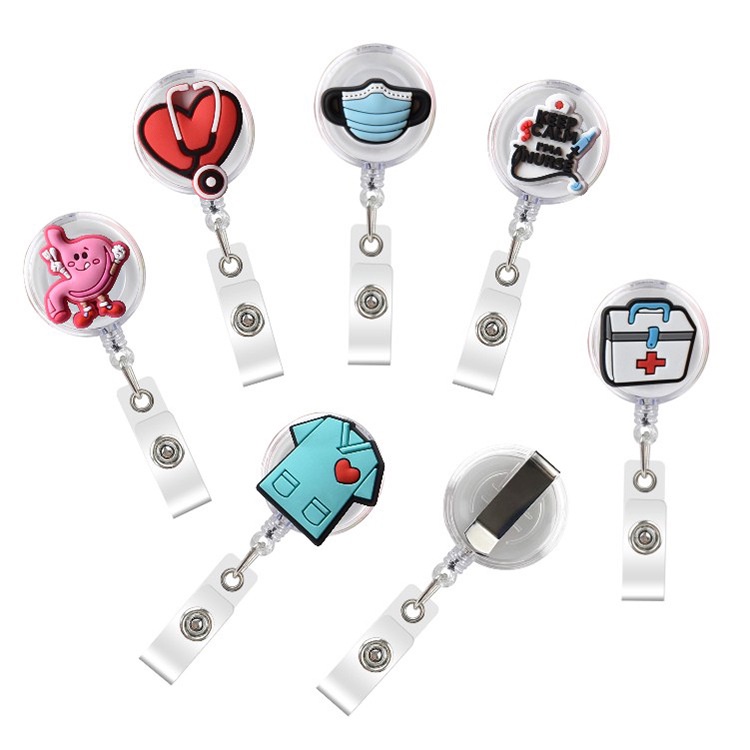 Cute Cartoon Doctor Nurse Soft PVC Work Permit Telescopic Buckle Chest ...