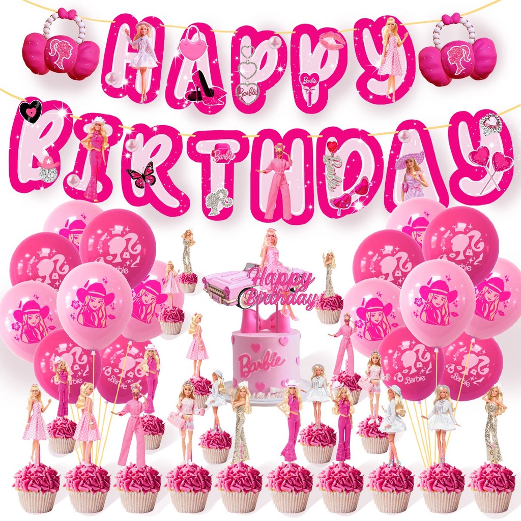 Barbie Themed Balloon Girl Pink Barbie Princess Birthday Party Wedding ...