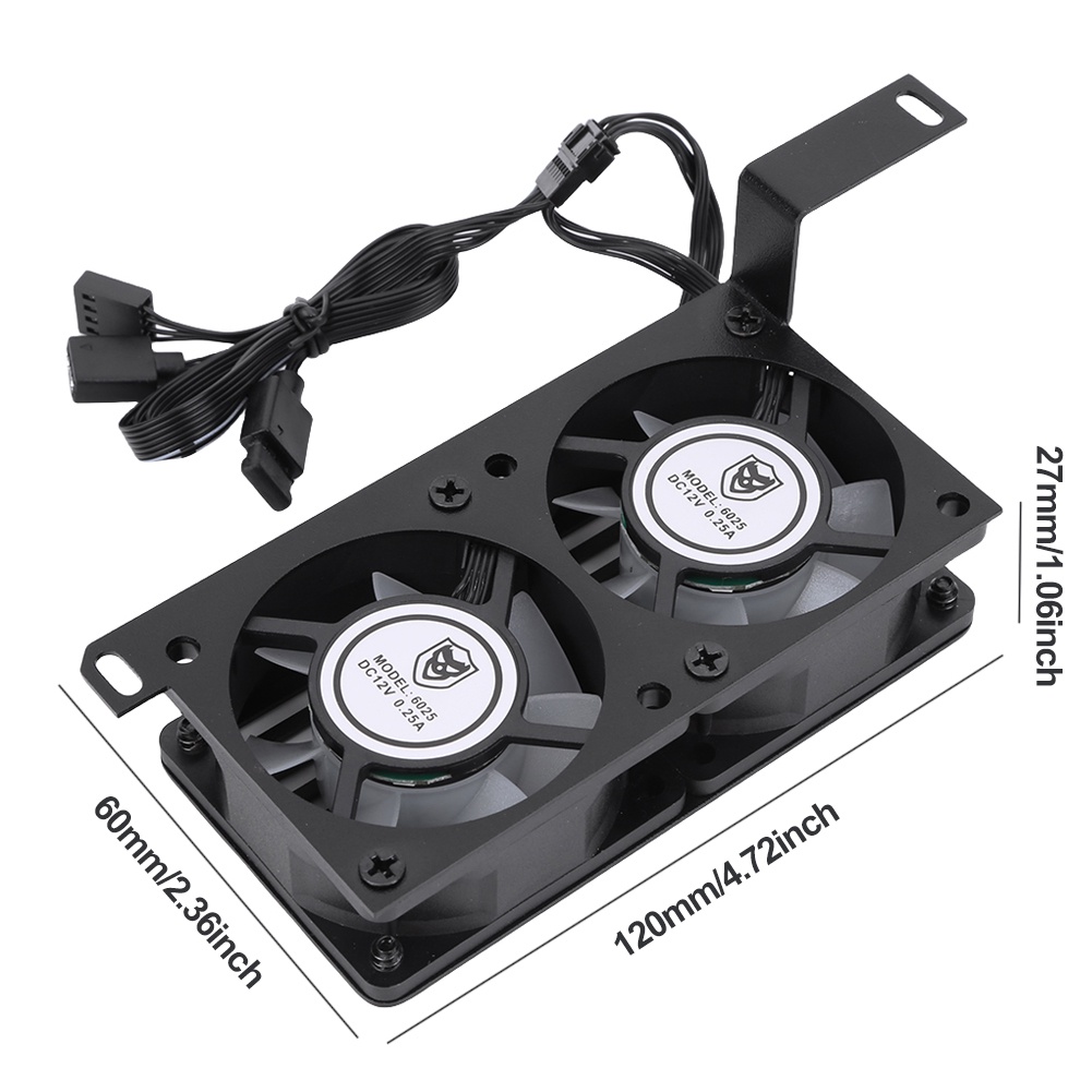 Rain RAM Memory Cooler ARGB Syn Low Noise Cooling Fan with Dual 60mm Fan PWM 1000-3000RPM 5V for ...