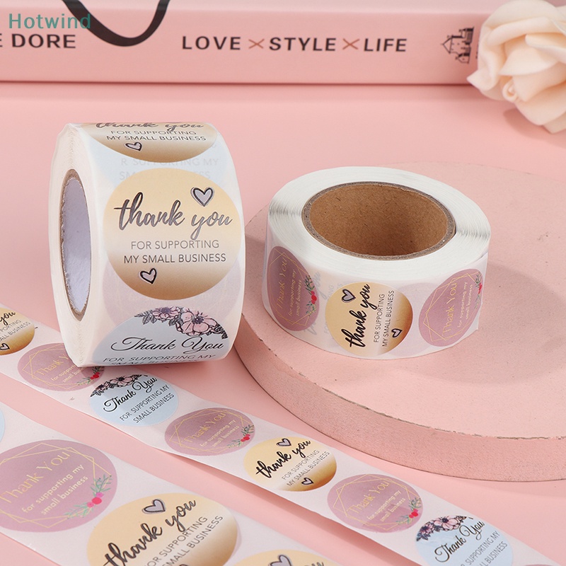HW 500Pcs/roll Thank You Floral Sticker Gift Packaging Seal Label ...