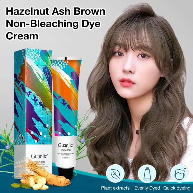 Hazelnut Ash Brown Non-Bleaching Dye Cream Single tube Plant hair dye ...