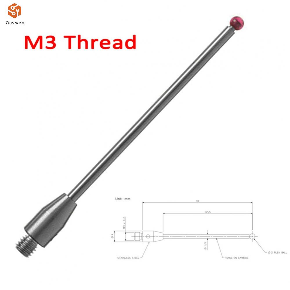 Probe Stylus 2mm 40mm Length A-5003-0053 Ball Tips Indicator M3 Ruby ...