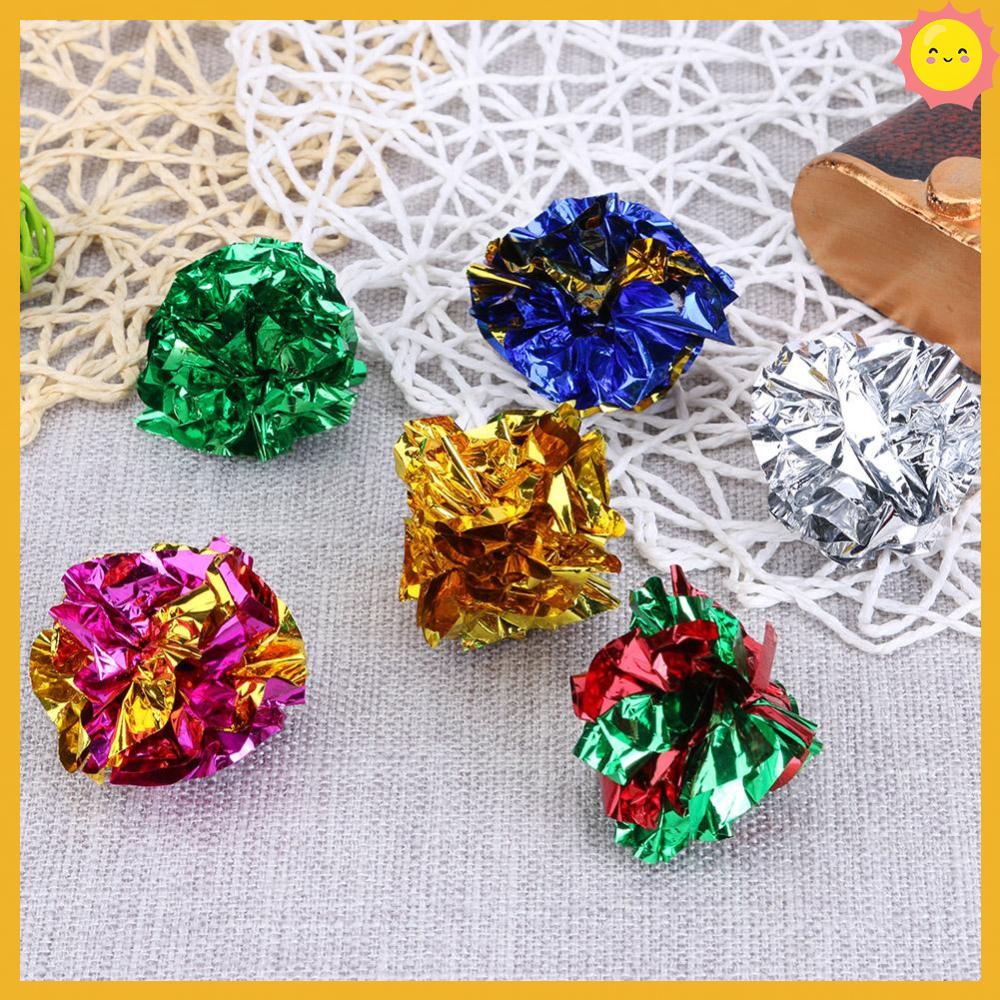babygoods - 12pcs Colorful Ball Sound Tin Paper Toy Cat Crinkle Balls ...