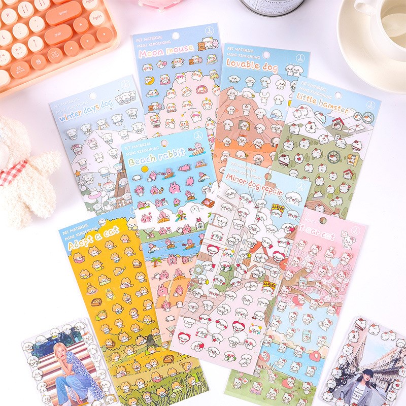 Kawaii Animals Mini Size Scrapbooks Stickers Decals DIY Decoration Cute ...