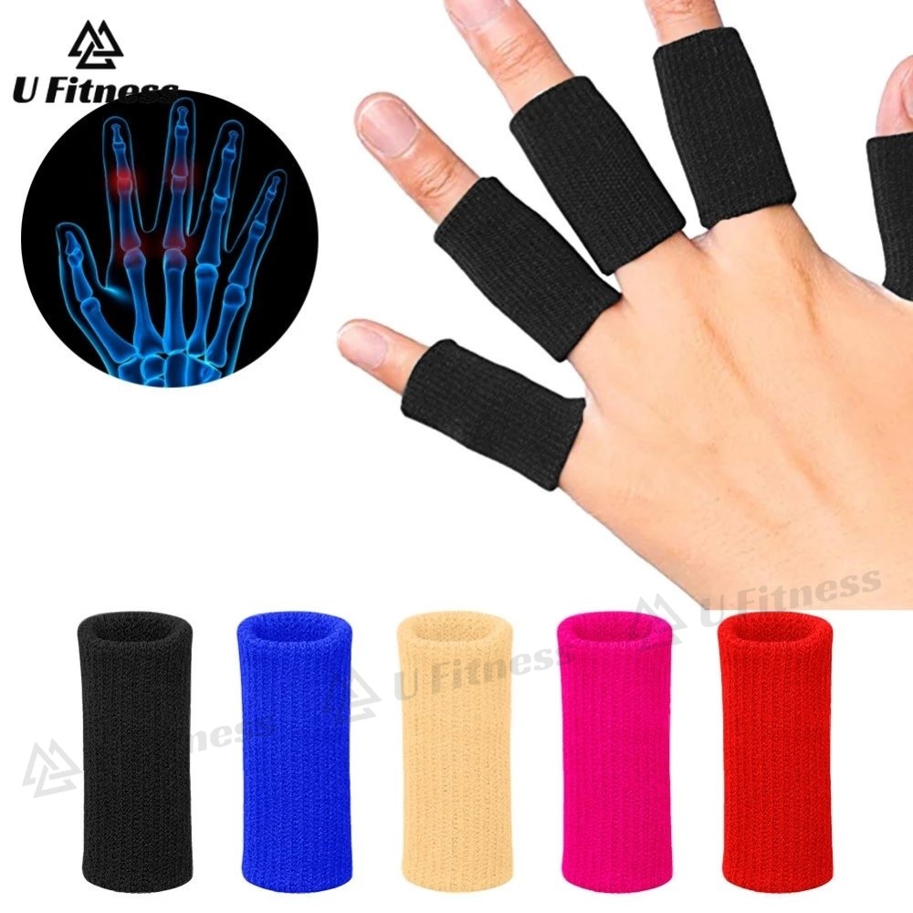 10 PCs Finger Sleeves Elastic Sport Support Brace Thumb Protector For ...