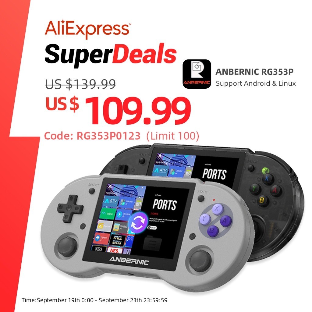 ANBERNIC New RG353P Handheld Game Console 3.5 Inch Multi-touch Screen ...