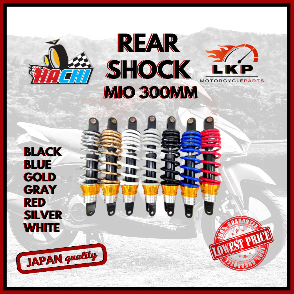 HACHI MOTORCYCLE REAR SHOCK MIO 300MM BLACK/RED/BLUE/WHITE/GOLD/CP/GREY ...