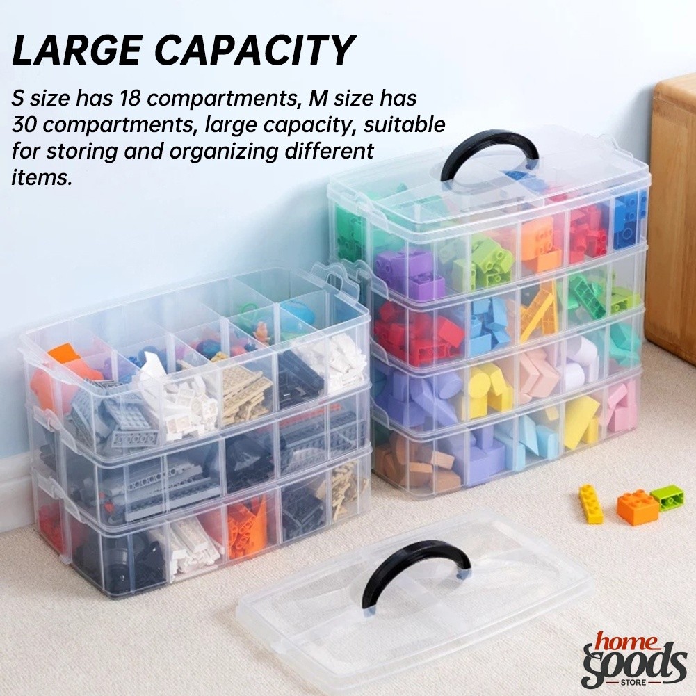 HGS Removable 3-Layer Storage Box Craft Blocks Toy Organizer Jewelry ...