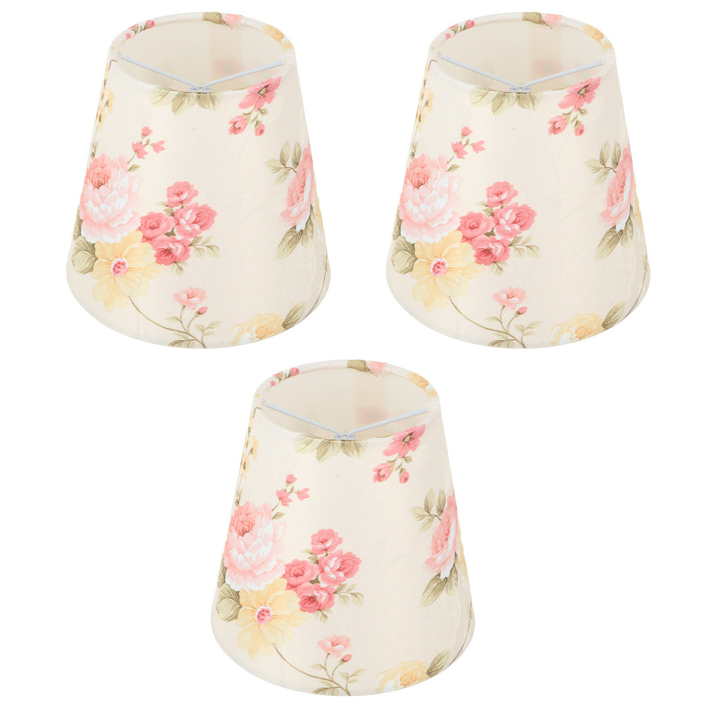 Cloth Lamp Shade Flower Pattern Clip On Bulb Lampshade for Table Lamp ...