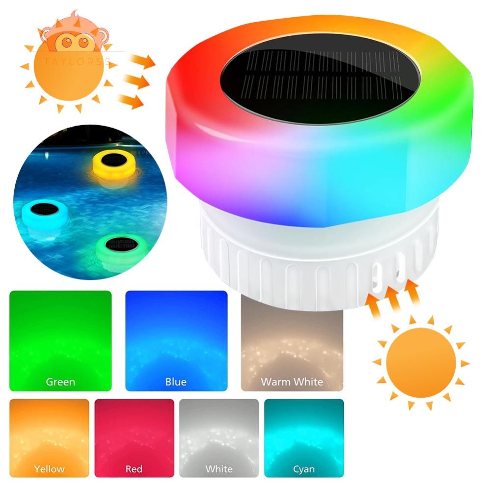 Pool Solar Chlorine Tablet Dispenser Floater with Colorful Light Pool ...