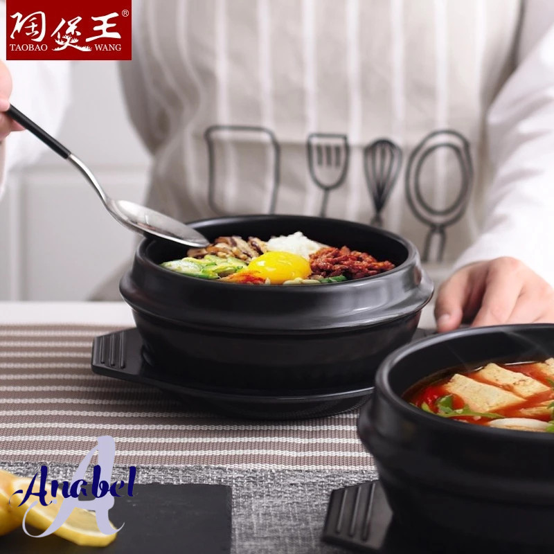Korean Ceramic Clay Hotpot Bowl Dolsot Bibimbap Soup Bowl Ttukbaegi Pad ...