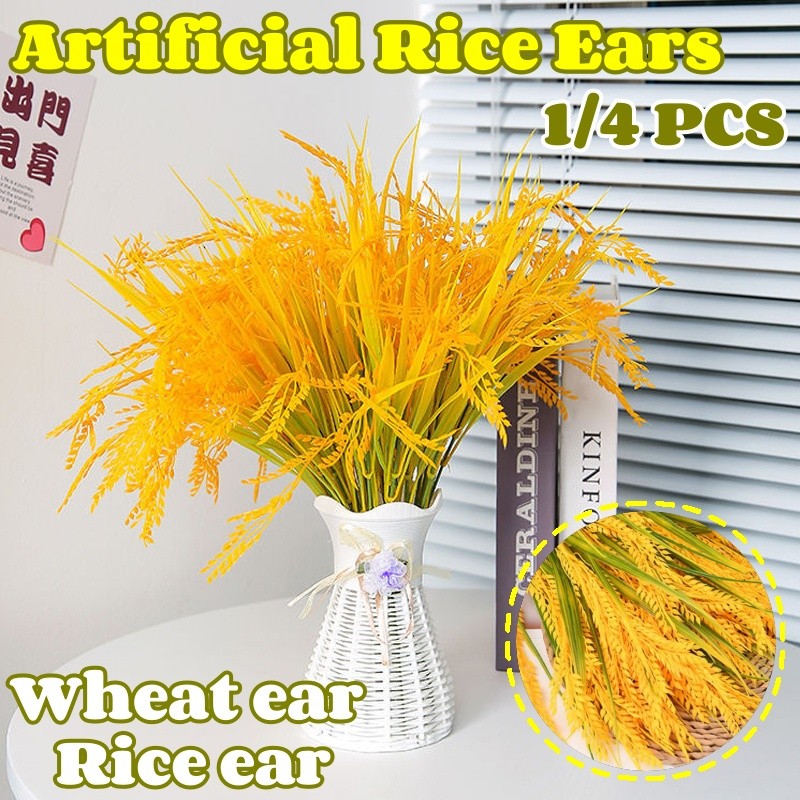 7 Forks Artificial Rice Wheat Ear Rice Ears Wedding Venue Decoration ...