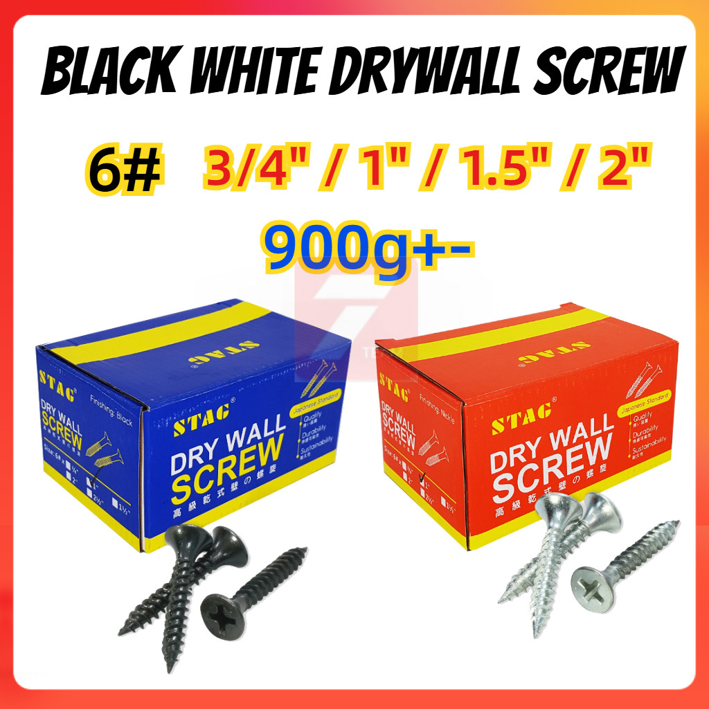 STAG Black Dry Wall Screw Drywall Screw White Black Flat Head Dry Wall ...