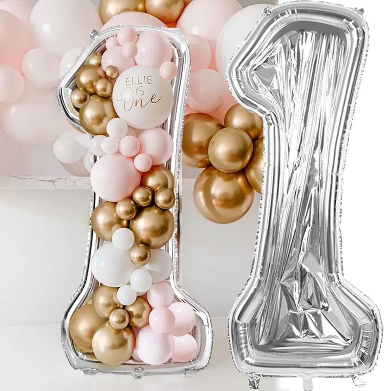 65inch Giant Foil Number Frame Balloons Kids 1st Birthday Figure For ...