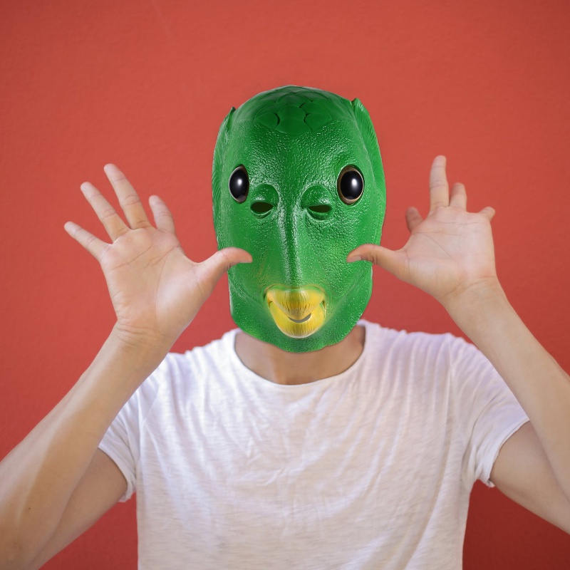 Green Fish Head Mask Halloween Cosplay Funny Toy Christmas Gifts Alien ...