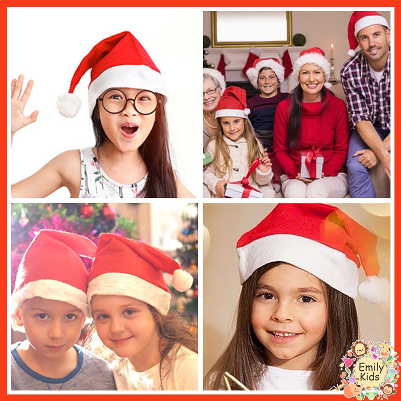 Ready Stock Adult/Kids Christmas Classic Soft Fluffy Santa Clause Hat ...