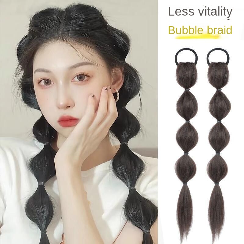 Bubble Braid Wig Ponytail Female Hot Girl Bloom Braid Simulation ...