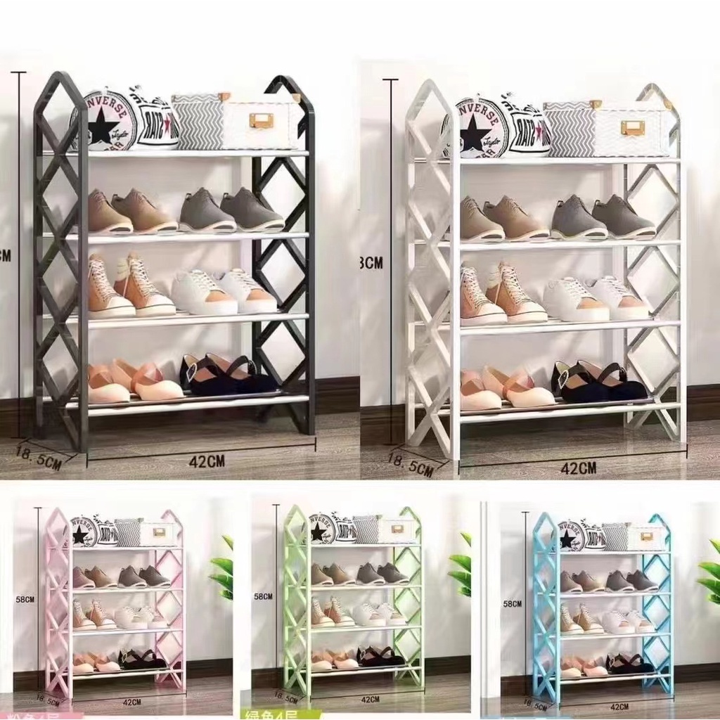 belle 4 Layer Shoe Rack Rhombus Assembly Storage Rack 2022 New | Shopee ...
