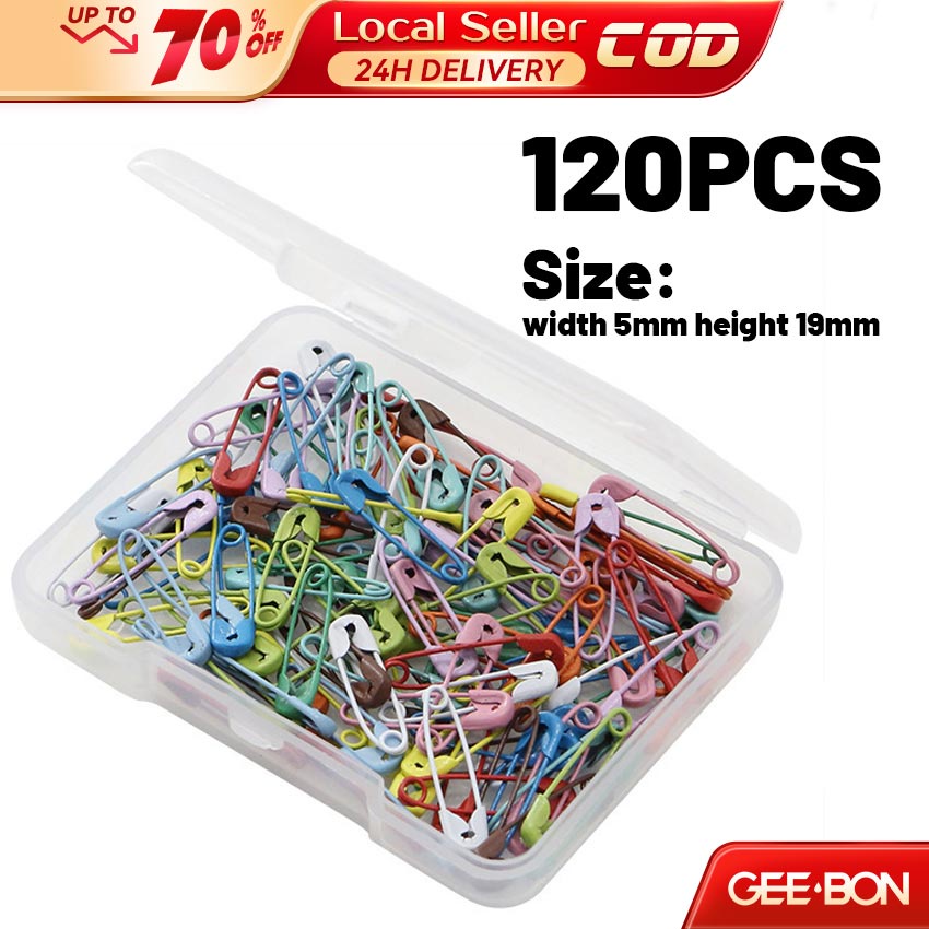 GEEBON 120pc Safety Pins Mixed Color Steel Brooch Clip Base Pin For ...