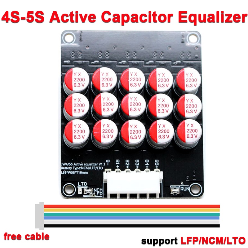 5.5A Active Capacitor Balancer for LifePO4 Li-ion LTO Battery 3S 4S Battery Equalizer Energy ...