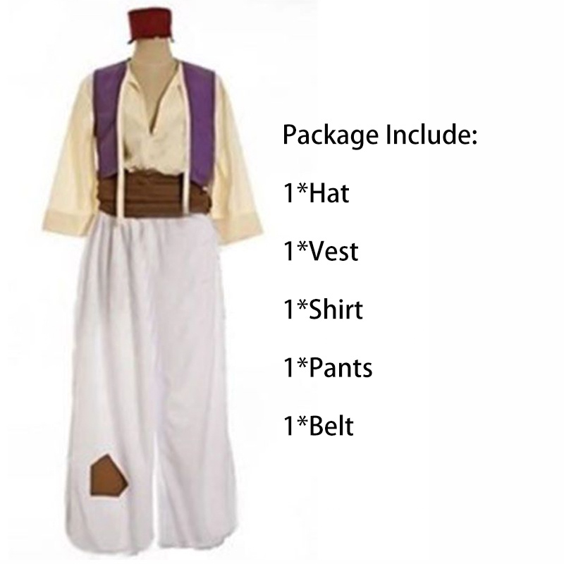 Men Adult Prince Aladdin Cosplay Costume Outfit Party Fancy Dress Set ...
