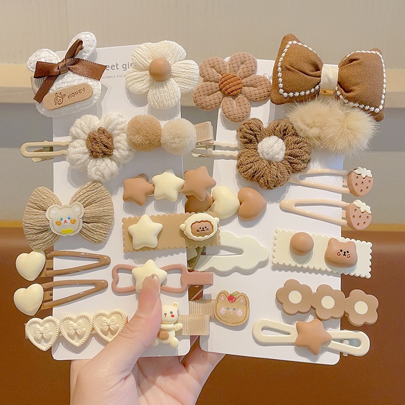 New Knitted Hair Clip Set Cute Kids Hair Clip Set Bangs Hairpin Flower ...