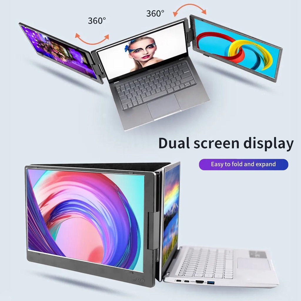 14in Triple Portable Monitor For Within 15.6inch Laptops FHD 1080P HDR ...