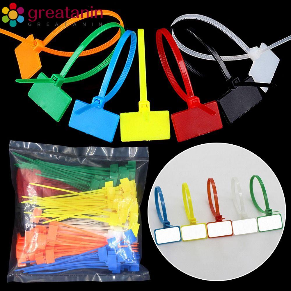 GREATANIN 100pcs Cable Tag Plastic Label Tag Labels Markers Self ...