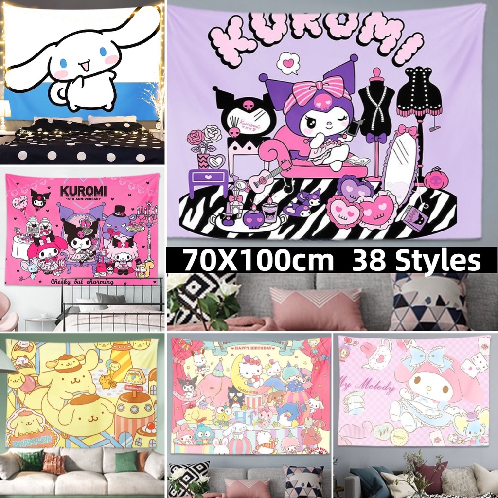 100X70CM Sanrio Kuromi Melody Cinnamoroll Pochacco Pom Pom Purin ...