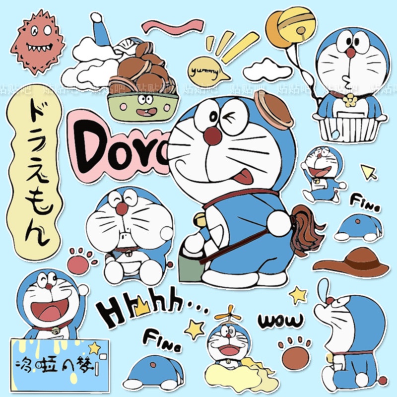 1 Set!! A4 size Doraemon Waterproof Motorcycle Stickers Car Body Decals ...