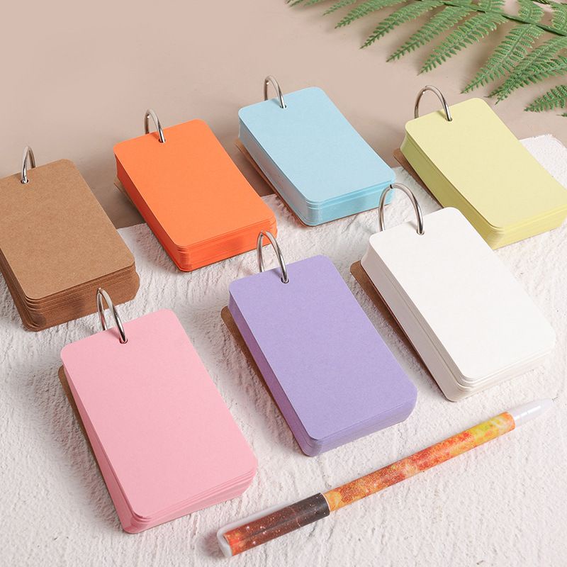 Kraft Paper Binder Ring Easy Flip Cards Study Memo Pads Portable ...