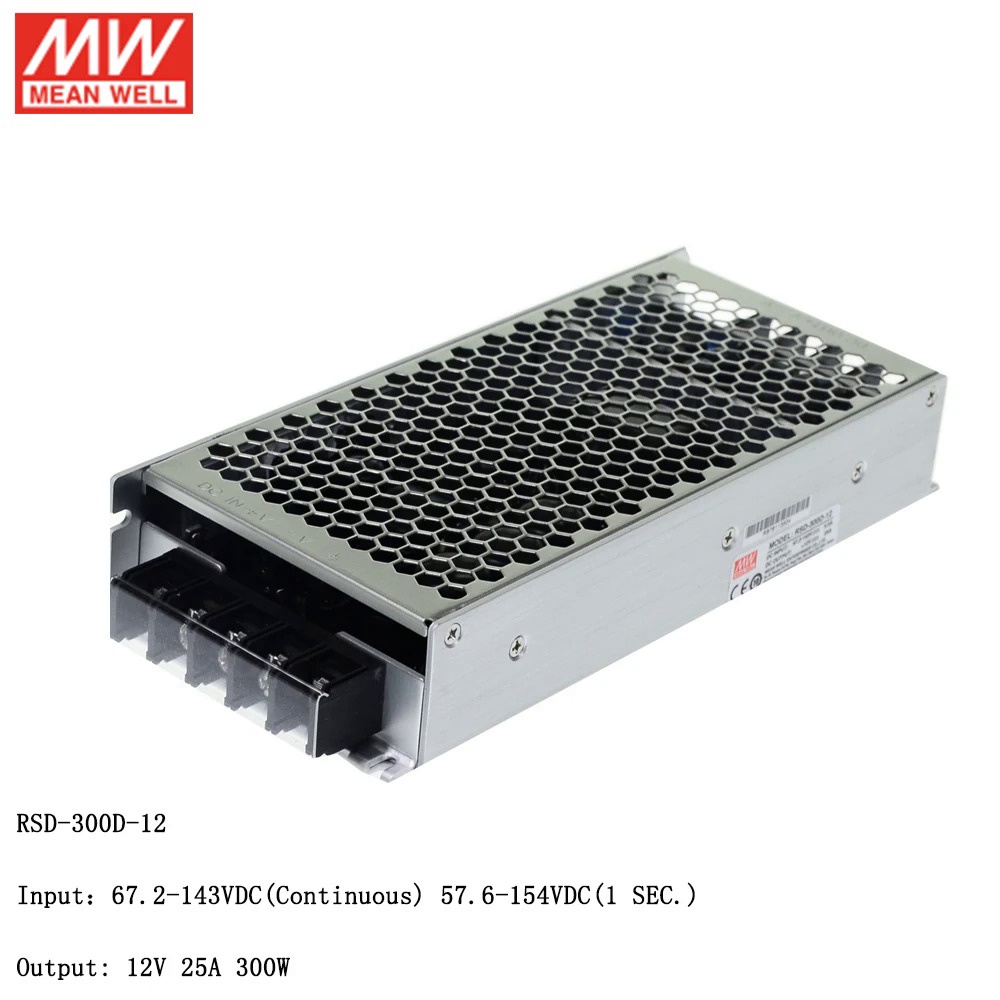 MEAN WELL RSD-300D-12 67.2~143V DC to 12V DC 300W Railway DC-DC Converter Switching Power Supply ...