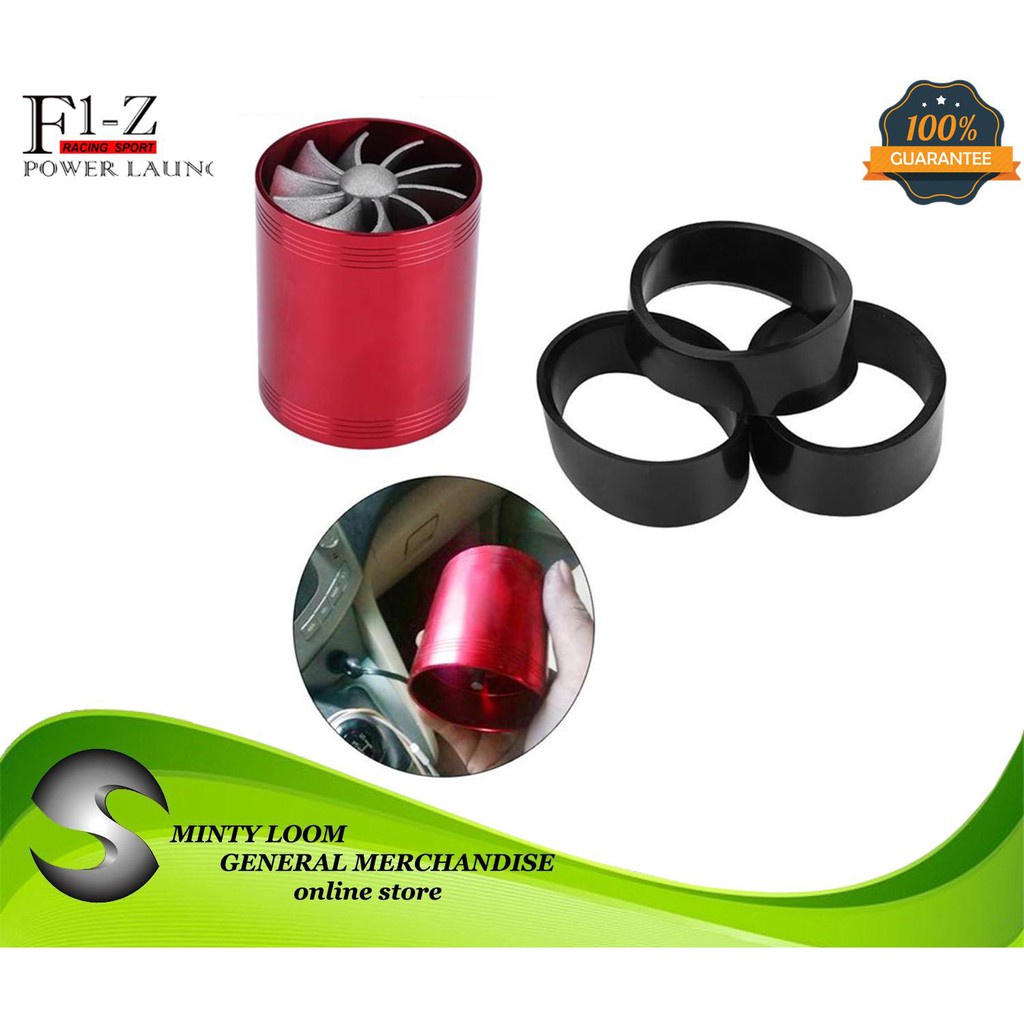 ♞F1 Z Double Turbine Turbo Charger Air Intake Gas Fuel Saver Fan Car ...