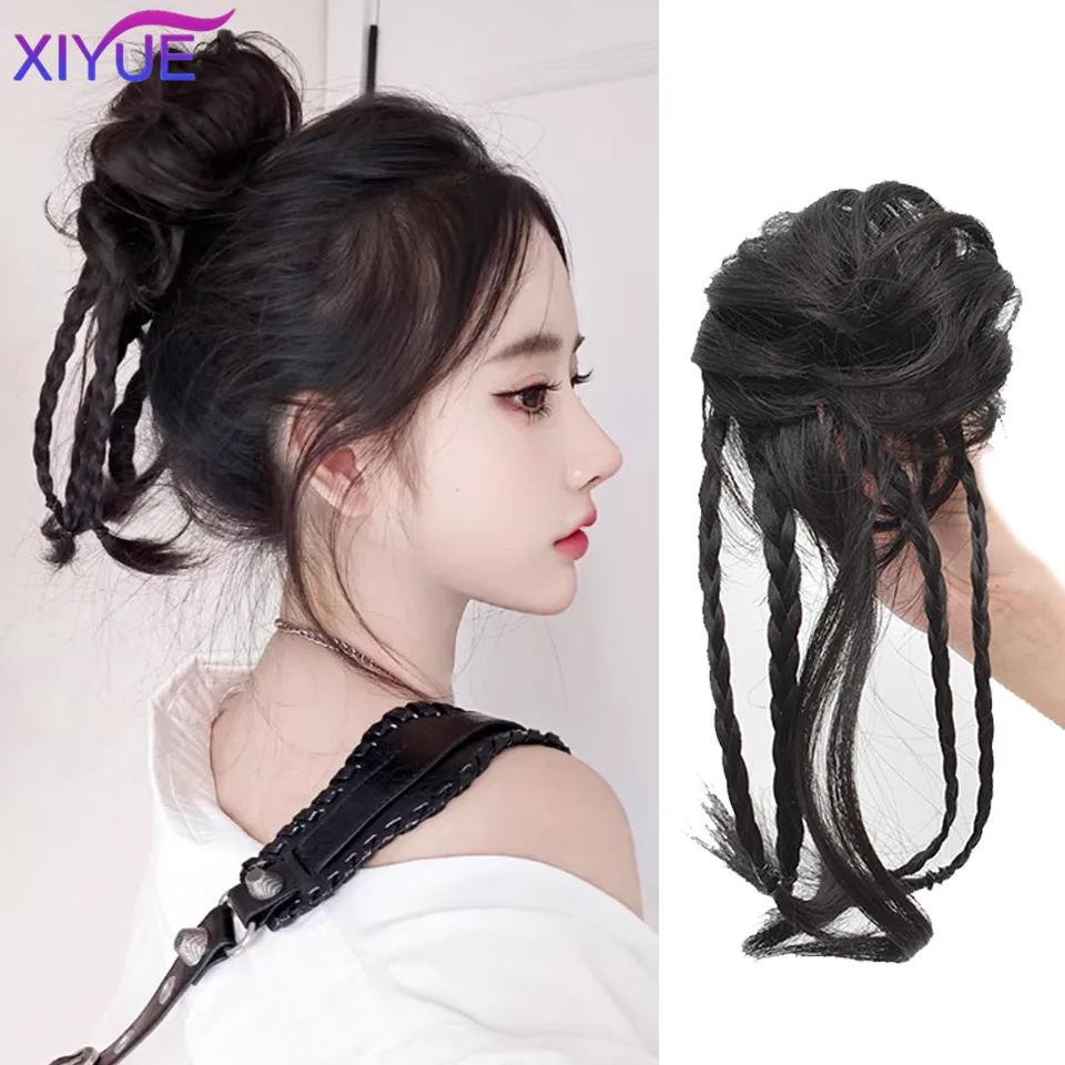 Fried Dough Twists Longshu Pill Head Wig Hair Loop Natural Fluffy Lazy Pan Hair Magic Tool Braid ...